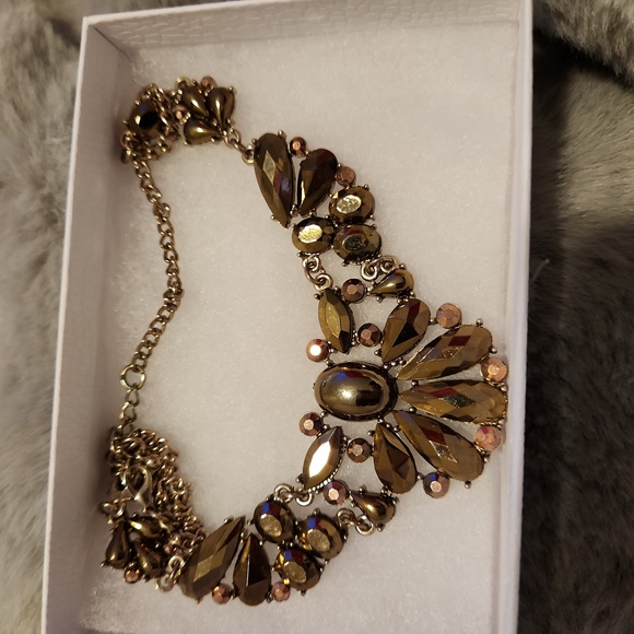 unbranded | Jewelry | Vintage Tan Brown Jeweled Statement Piece ...